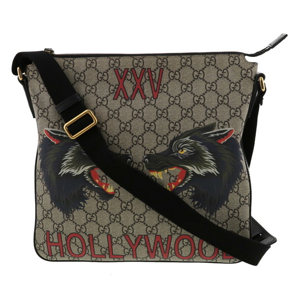 Gucci | Bags | Gucci Double Wolf Gg Supreme Shoulder Bag Beige Black ...